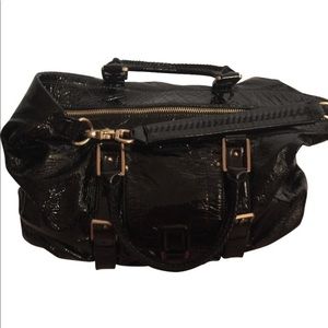 Botkier | Bags | Botkier Patent Leather Black Sasha Large Duffle Tote ...